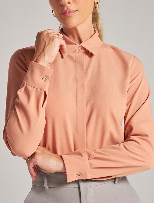 Camisa Social Com Vista Coberta Rosê Silvana